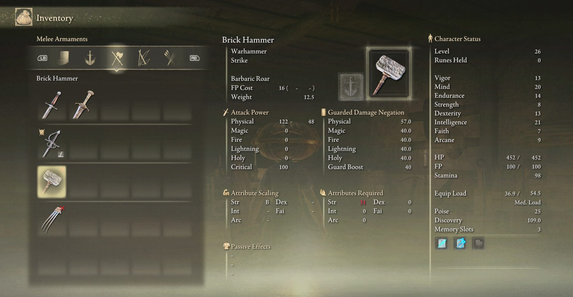 Elden Ring Brick Hammer Builds, stats, upgrade, how to get brick hammer ...